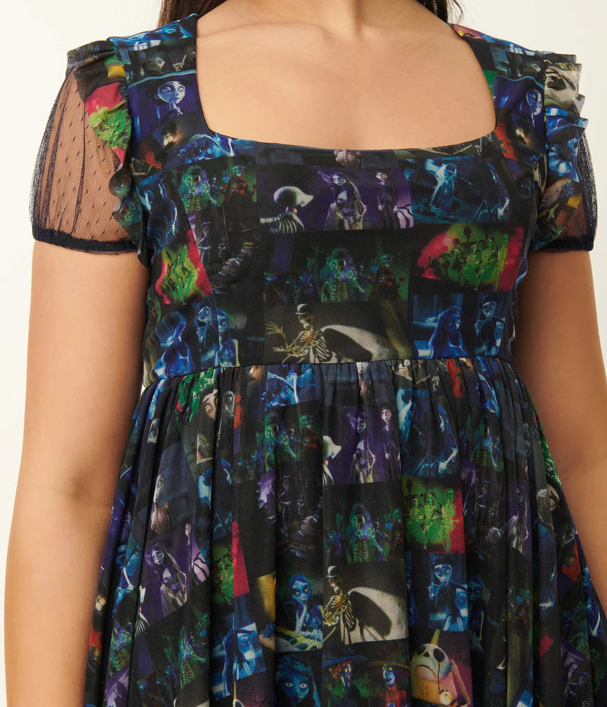 Corpse Bride x Unique Vintage Movie Collage Babydoll Dress – Shiny Cquin
